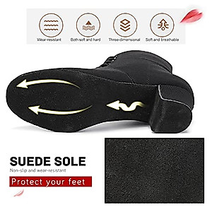 JUODVMP Women & Men Latin Ballroom Dance Shoes Practice with Lace-up Teaching Modern Salsa Dancing Boots High-top Suede Full Sole 5cm,8 US