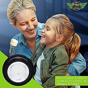 Leisure LED RV Trailer Camper 5th Wheel Black 8.5" Round Scare Porch 12V LED Light 600 LM with Angled Bezel (LED Light with Angle Bezel Black)