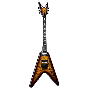 Dean V Select Quilt Top Floyd Rose Electric Guitar, Trans Brazilia