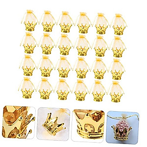 Garneck 24pcs Crown Wedding Candy Gauze Bag Cake Decorating Plastic Containers for Desserts Mini Candy Bags Candy Boxes Baby Shower Gift Bag Yarn Gifts Bags Party Favor Bags Jewelry Bags