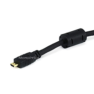 Monoprice High Speed HDMI to HDMI Micro Cable - 4K@24Hz, 10.2Gbps, 34AWG, Ferrite Core, Gold Plated Connectors, 3 Feet, Black