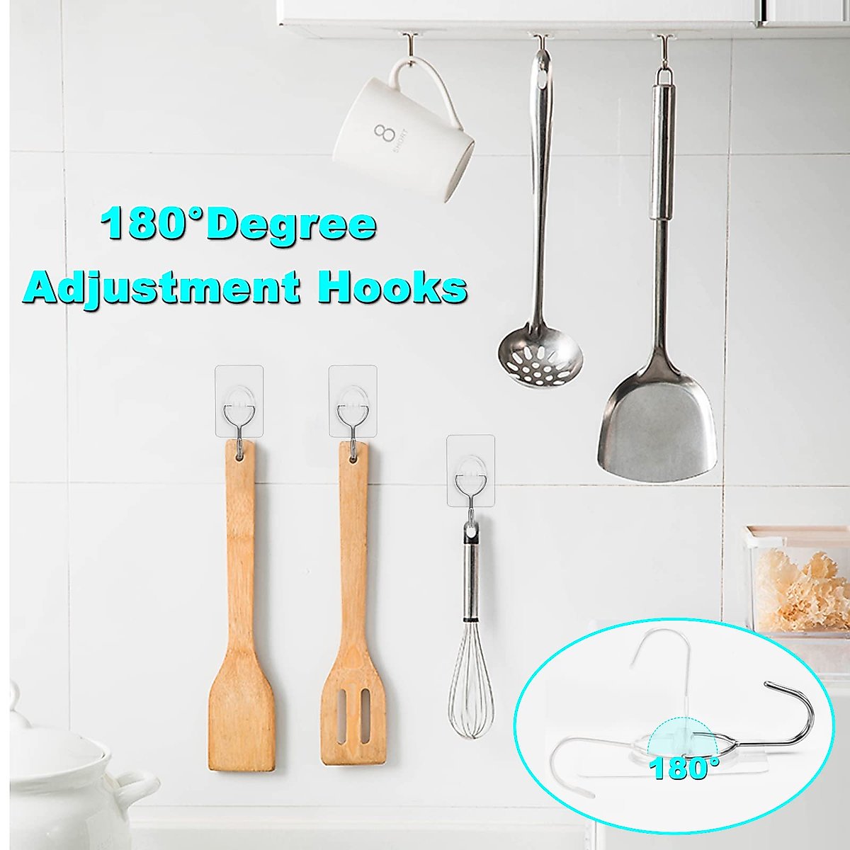 CGBE Adhesive Hooks Heavy Duty Sticky Hooks for Hanging 11 lbs (Max) Seamless Transparent Adhesive Hooks Wall Hangers without Nails for Hanging Keys Coats Hats Bags Ceiling (Clear-16PACK)