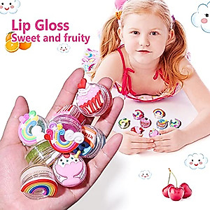 Mebtmel 8PCS Cute Lip Gloss for Girls, Party Favors Lip Balm Set for Kids, Assorted Fruity Flavors Cute Cupcake of Rainbow Designs Birthday Gift