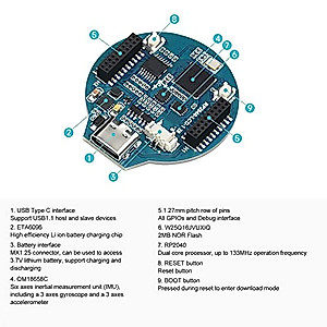 Yoidesu RP2040 Microcontroller Board for Raspberry Pi, RP2040 MCU Board with 1.28 Inch LCD, Dual Core ARM Cortex M0+ Processor, Flexible Clock Running Up to 133 MHz