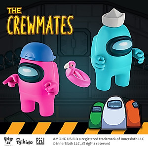 P.M.I. Among Us Action Figures | Two of Four 4.5-Inch-Tall Collectibles | Among Us Toys and Playable Mini Toys | Cyan Ghost and Pink Crewmate with 5 Accessories: Hats and Hands