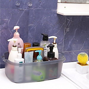 ANNIYA Shower Caddy Tote Organizer, Portable Cleaning Caddy Basket with Handle for Bathroom, Tool Organizer for Car, Garden, kitchen, Cleaning Supplies Clear Grey (Clear Grey 1 Pack)