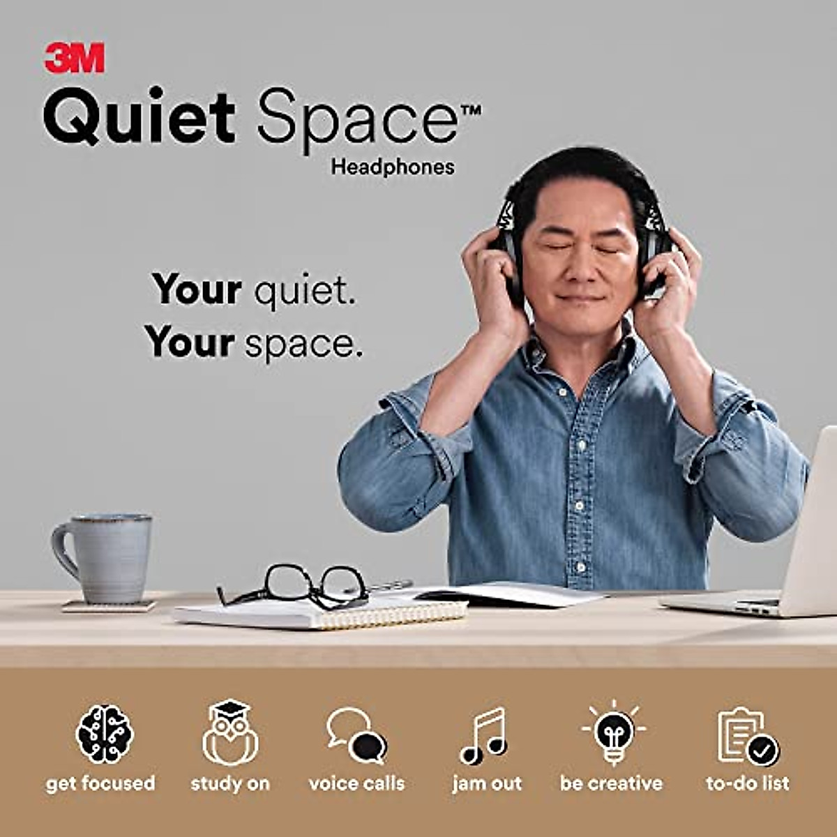 3M Quiet Space Headphones, Bluetooth Headphones, Wireless Headphones, 1 Pair