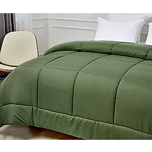 Blue Ridge Home Fashions Two-Tone Reversible Microfiber Down Alternative All Season Comforter-Hypoallergenic Polyester Fill, Twin, Olive/Sage
