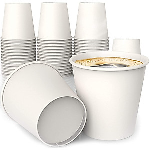 Lakesstory 50 Pack 4 oz. White Paper Disposable Cups – Hot and Cold Beverage Drinking Cup for Water, Juice, Coffee or Tea – Ideal for Water Coolers, Party, or Coffee On the Go’