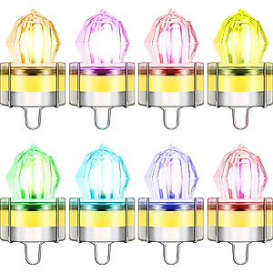 Mudder 8 Pieces Deep Drop Fishing Light LED Artificial Diamond Style Fishing Lights, Underwater Versatile Flashing Fishing Light for Attracting Fish