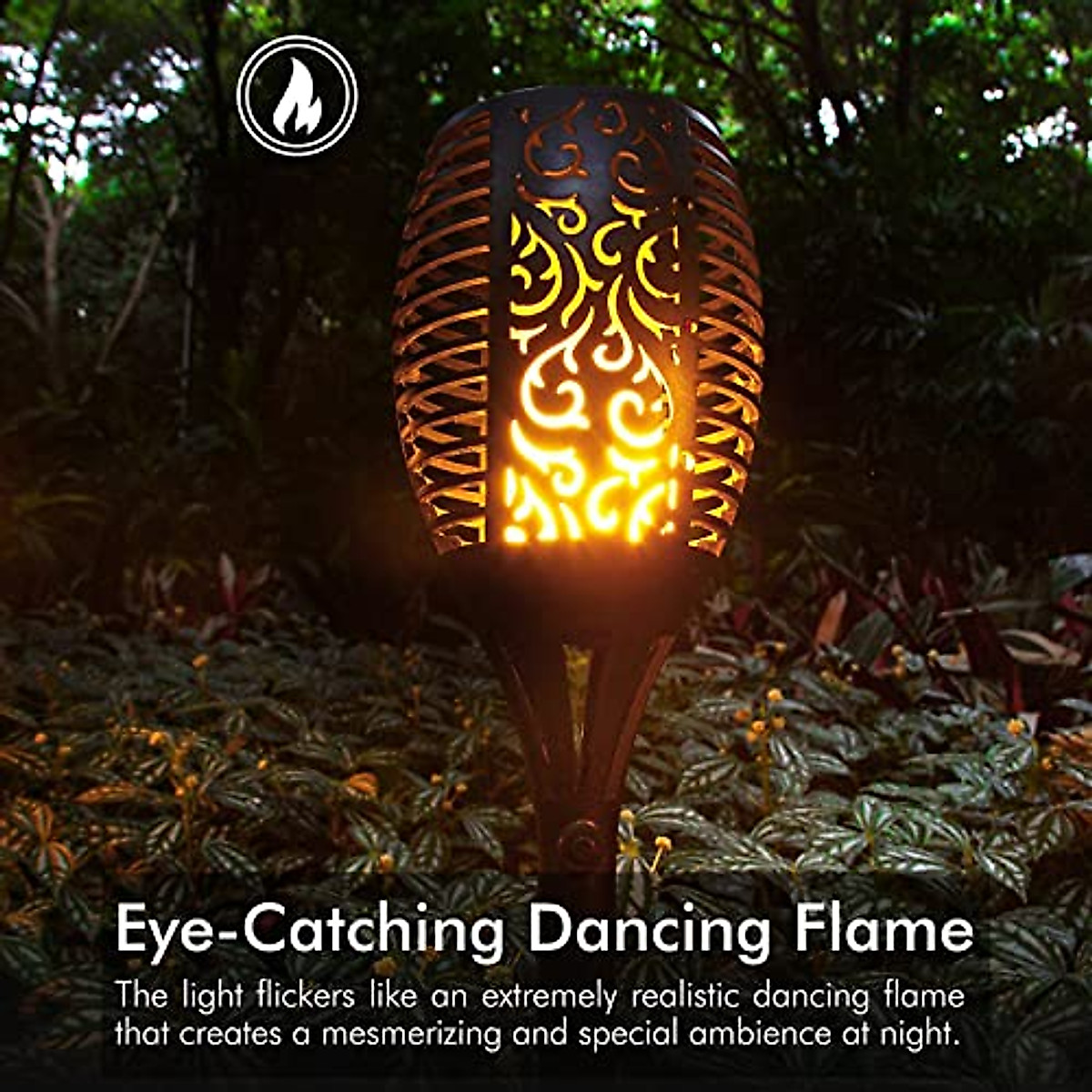 Solar Lights Outdoor (Super Large Size), 99 LED Solar Tiki Torches with Flickering Flame, Waterproof Solar Powered Lights Halloween Decorations Garden Yard Pathway Decor