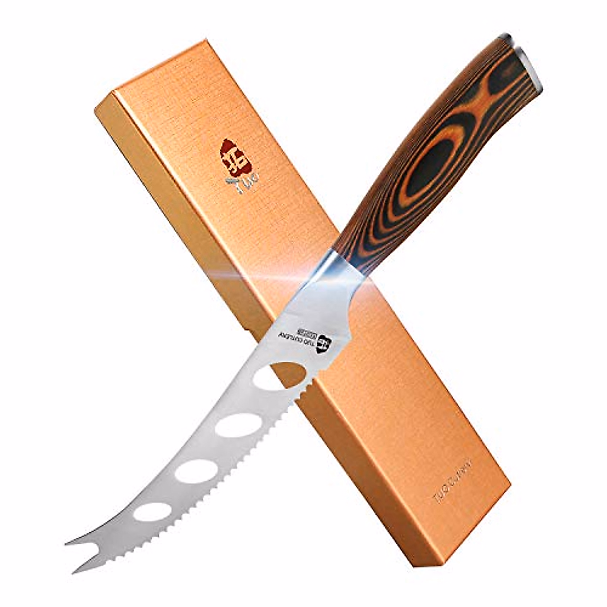 TUO Cheese Knife - Tomato Knife Fruit Knife 5.5" - Serrated Edge - German Steel Blade - Mutil-Use- Pakkawood Handle - Gift Box Included - Fiery Series