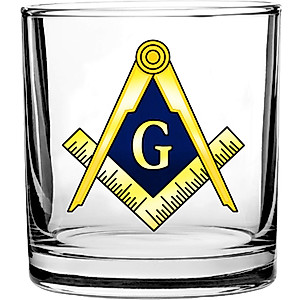 Hat Shark Mason Masons Masonic Live Better Logo Symbols - 3D Color Printed Scotch Whiskey Glass 10.5 oz