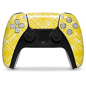 WraptorSkinz Skin Wrap compatible with Sony PS5 DualSense Controller Wavey Yellow (CONTROLLER NOT INCLUDED)