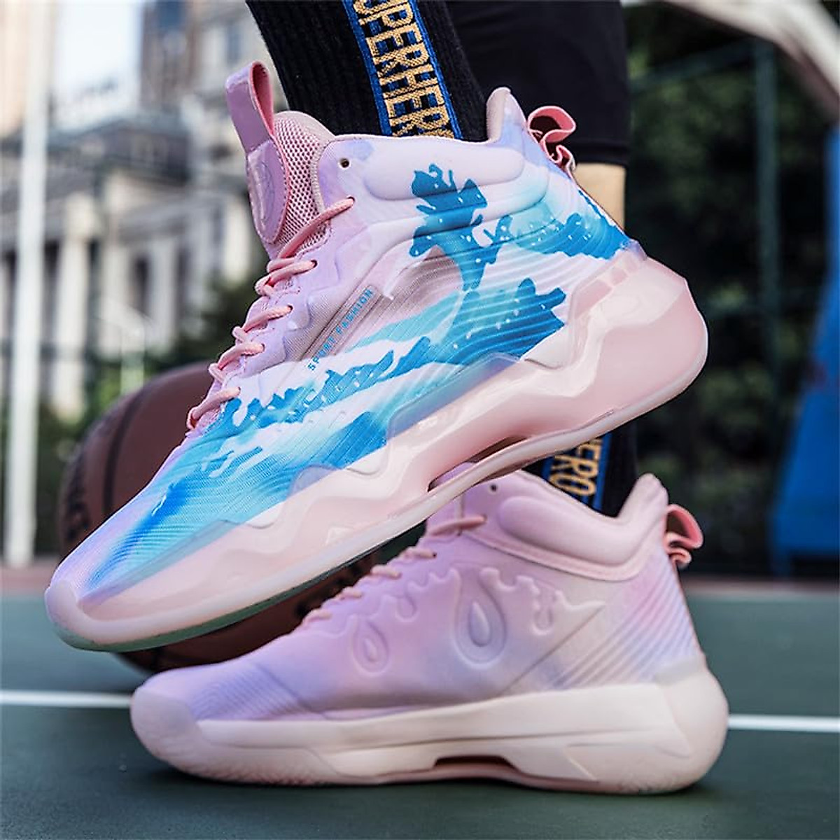 Mikrydco Mens High Top Basketball Shoes for Boys Fahion Breathable Non Slip Outdoor Streetball Sneakers Cushioning Running Tennis Boots Zapatos para Hombres