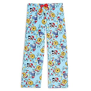 Disney Women's Winnie The Pooh Santa Hat Christmas Lights Pajama Lounge Pants (Large)