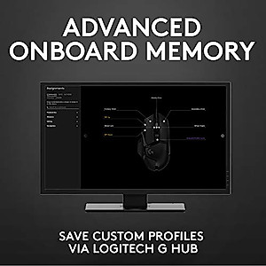 Logitech G502 HERO High Performance Wired Gaming Mouse, HERO 25K Sensor, 25,600 DPI, RGB, Adjustable Weights, 11 Programmable Buttons, On-Board Memory, PC / Mac, Black