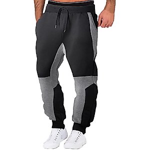 Men's Solid Joggers Trackpant Elastic Waist Workout Gym Running Bodybuilding Athletic Bottom Sweatpants with Deep Pockets(D#Black,3X-Large)