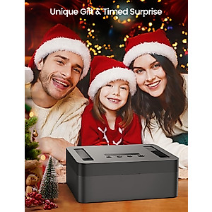 STARSIKI Metal Time Lock Box, Phone Timed Locked Box with Timer, Electronic Locking Container, USB C Charge, Audio Prompt, Self-Discipline Gift Time Safe to 365 Days for Cellphone/iPad Mini/Medication