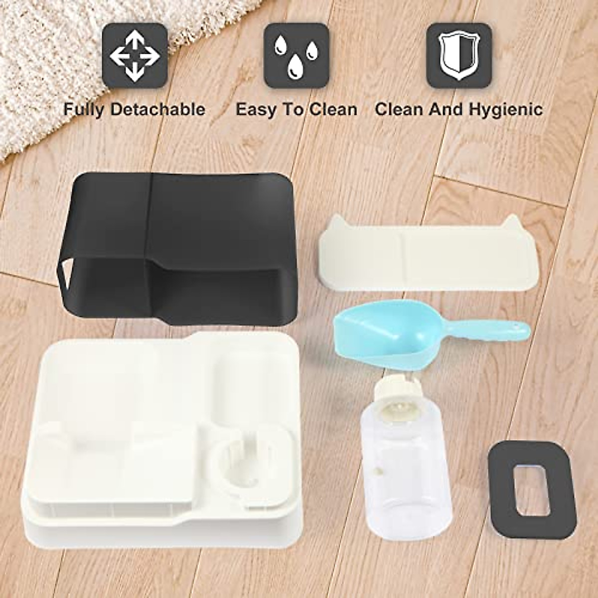 Anhixuse Automatic Cat Feeder,Dog Feeder,Pet Gravity Feeder,2 in 1 Gravity Cat Food and Water Bowl Set,Automatic Water Dispenser and Food Dispenser 2 in 1 for Small and Medium Dogs, Cats,Pets(Grey)