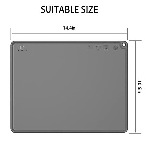 Marchul Dog Cat Food Mat, Waterproof Non-Slip Silicone Rubber Dog Bowl Mat with Raised Edges, Pet Feeding Mat Placemat ​Tray (14.4 * 10.6")