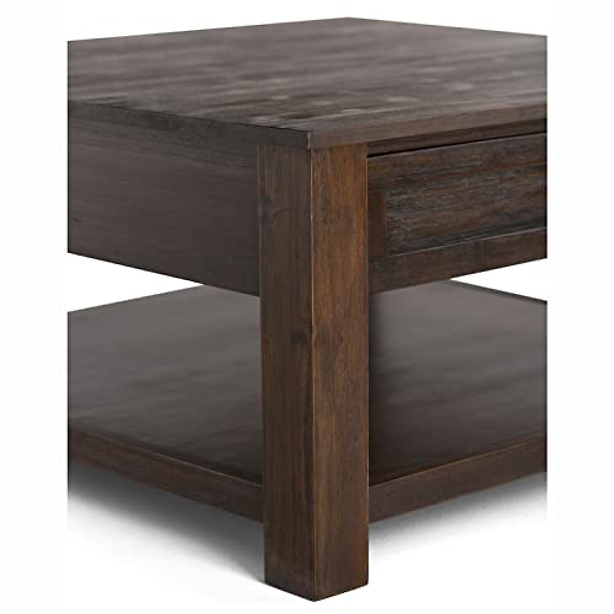 SIMPLIHOME Monroe SOLID ACACIA WOOD 38 inch Wide Square Rustic Coffee Table in Distressed Charcoal Brown, for the Living Room and Family Room