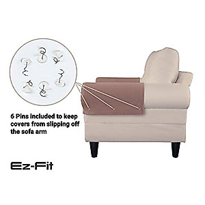 2 Pc Anti-Slip Spandex Stretch Fabric Sofa Armrest Cover Set Recliner,Armchair,Couch Armrest Protector for Upholstered Furniture Fitted Jacquard Design Material |Strapless with Free PINS (Rose Dawn)