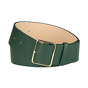 Allegra K PU Leather Belts for Women Metal Pin Buckle 2 inches Wide Belt for Dress Pants Fit waist 77-95cm/30-37 Green
