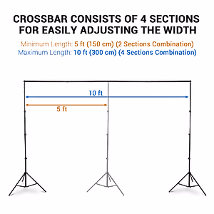 AW 8.5x10ft Backdrop Stand Support System with 4X Clamps 2X Clips 2X Sand Bags 1x Carry Bag for Parties Events Photography