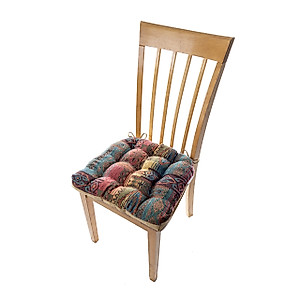 Sedona Dining Chair Pad with Ties - Extra-Large - Latex Foam Fill Cushion - Southwest & Santa Fe Decor (Mulberry, Terra Cotta, Turquoise, Beige)