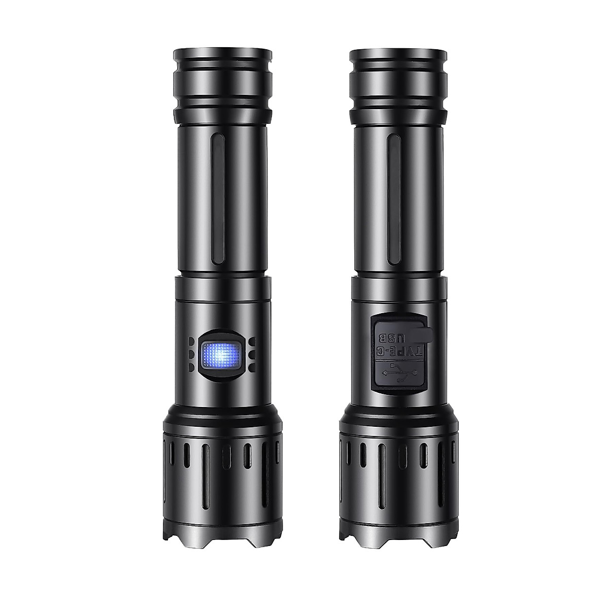 JAY-PARK Flashlights High Lumens Rechargeable, LED Flashlight 500000 Lumen Super Bright Powerful, USB-C Handheld Flashlight Zoomable High Power Tactical Flash Light for Emergencies, Camping