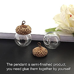 6PCS DIY Glass Vial With Acorn Caps Wishing Bottles Pendants Jewelry Accessory (P-20MM Ball-Acron Cap)