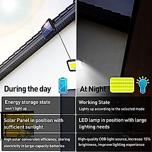 Solar Outdoor Lights Motion Sensor Waterproof LED Solar Flood Lights 2 Pack Solar Powered Security Light Outside Luces Solares Para Exteriores with 3 Lighting Mode 16.4Ft Cable for Yard Garden Garage