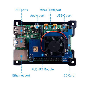 GeeekPi PoE Hat Case for Raspberry Pi 4B and PoE HAT, Acrylic Case for PoE Hat and Raspberry Pi 4B/3B+/3B/2B/B+ (Raspberry Pi and POE HAT NOT Included)
