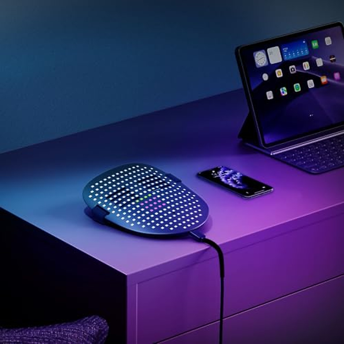 MEGOO Led Mask with Gesture Sensing Transforming,Light Up Luminous Digital Glow Mask for Halloween Rave Dj Party Masquerade