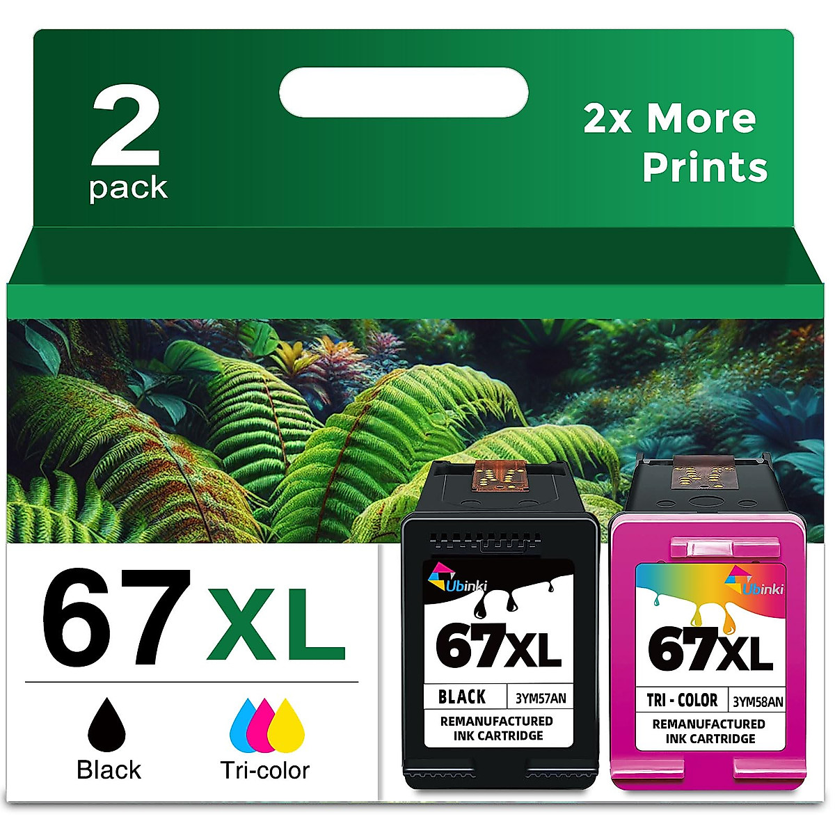 Ubinki 67XL Ink Cartridge Black Color Combo for HP Ink 67 XL HP67 HP67XL for 2700 2700e 2752 2752e 2742e 2755 2755e 4100 4100e 4152e 4155 4155e Envy 6000 6055e 6055 6400 6458 6458e 6455 6455e Printer