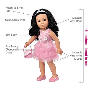 ADORA Amazon Exclusive Amazing Girls Collection, 18” Realistic Doll with Changeable Outfit and Movable Soft Body, Birthday Gift for Kids and Toddlers Ages 6+ - Mia