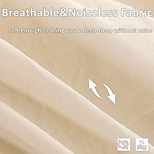 ALEISSEL Stripes Blush Beige Comforter Queen Size,Pleated Queen Comforter Set Lightweight, Ultra-Soft Beige Bedding Set Queen Size 3 Pcs, Down Alternative Comforter Set(Blush Beige,Full/Queen90 x90)