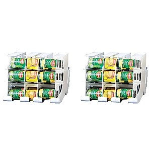 FIFO Countertop Can Tracker Hold Up To 54 Standard 10 to 15 Oz Can Sizes, White Stackable & Adjustable Can Organizer for Pantry | Rotating Canned Food and Soda Storage Kitchen Organizer (2 Pack)