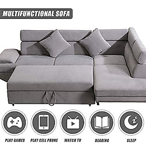 FDW Sofa Sectional Futon Sofa Bed Sofa for Living Room Couches and Sleeper Sofa PU Leather Sofa Set Corner Modern Queen 2 Piece Contemporary Upholstered, Blue