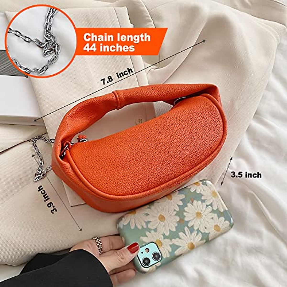 Cute Hobo Tote Handbag Mini Clutch Purse with Zipper Closure