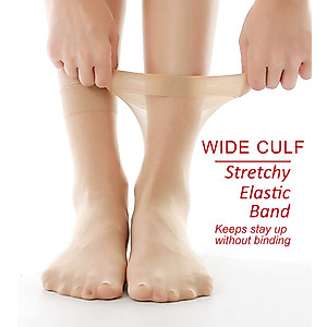 G&Y 12 Pairs Ankle Nylon Socks for Women - 20D Sheer Pantyhose Socks (6 Black & 6 Nude)