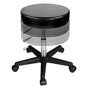 Master Massage Versatile Height Adjustable Rolling Swivel Hydraulic Stool In Black for Salon, Beauty, Home & Office