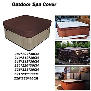 Klzzuk Square Spa Cover, Waterproof UV-Resistant Hot Tub Cover Cap, Outdoor All Seasons Hot Tub Anti-dust Cover, Tear Resistant 210D Oxford Cloth (207 * 207 * 30cm,Black)