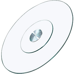 QQXX Round Tempered Glass Table Top,Thick Glass Lazy Susan Heavy Duty Turntable,Round Tabletop Serving Plate Transparent Rotating Serving Tray for Dining Table(80cm/31.4", Clear)