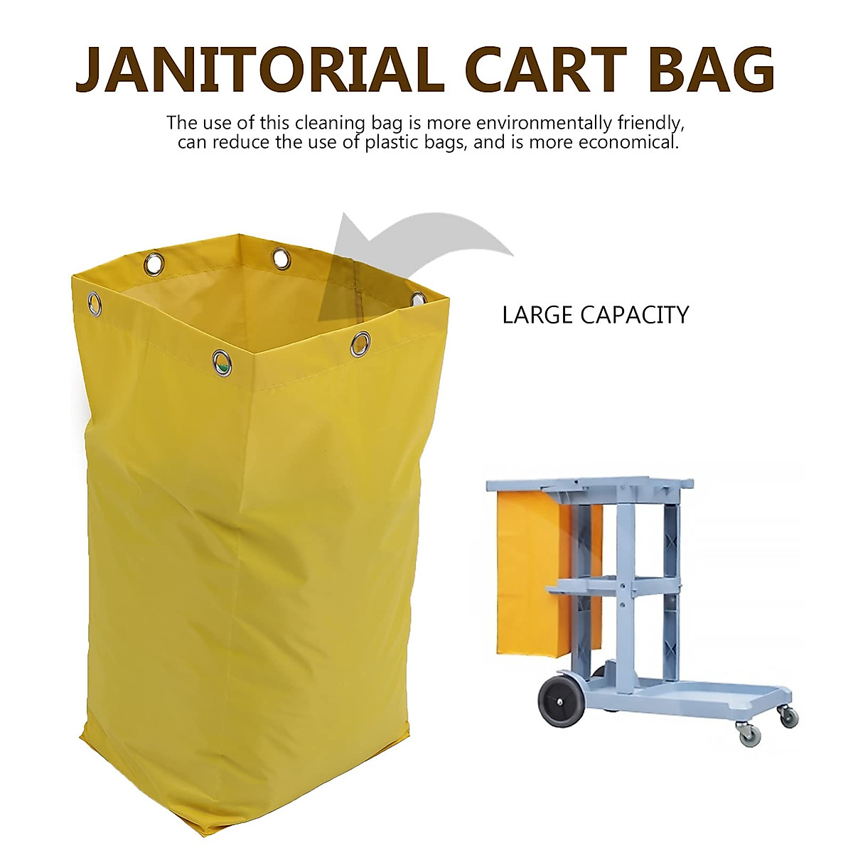 Scicalife Yellow Laundry Cart Bag, 9" x 7" x 0.98", Vinyl, Reusable, Stain and Water Resistant