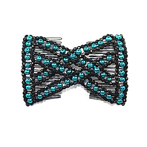 SimpleLif Combs Stretchable Double Hair Comb Twist Fountain Ponytail,Magic Hair Comb EZ Beaded Double Stretchy Delicate Elastic Women Clips Hairstyle,Random Color