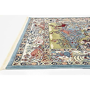 Unique Loom Narenj Collection Classic Traditional Hunting Scene Textured Design Area Rug, Rectangular 5' 0" x 8' 0", Blue/Tan
