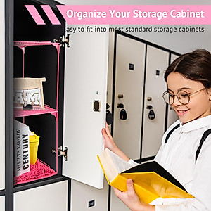 AUECOOME Locker Organizer Pink Shelf Locker shelfs Tall Shelf Metal Locker Shelves Organizer Locker Shelf for School Locker Accessories Suitable for School, Office, and Home use (1,Pink)