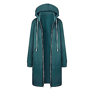 MKDEIAy Crewneck Sweatshirt Women Womens Casual Hoodies Zip-Up Long Sleeve Knee Length Tops Dressy Sweatshirts Cozy Fall Hooded Jackets With Pocket Sweatshirts For Teen Girls